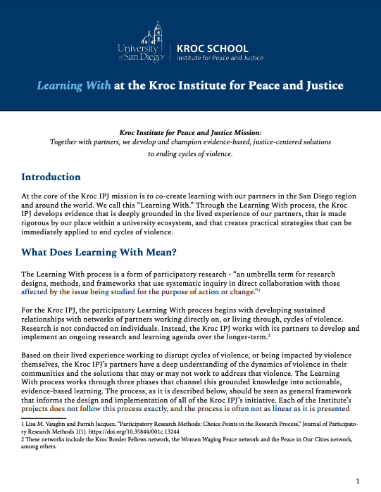About Kroc IPJ - Joan B. Kroc School of Peace Studies - University of ...