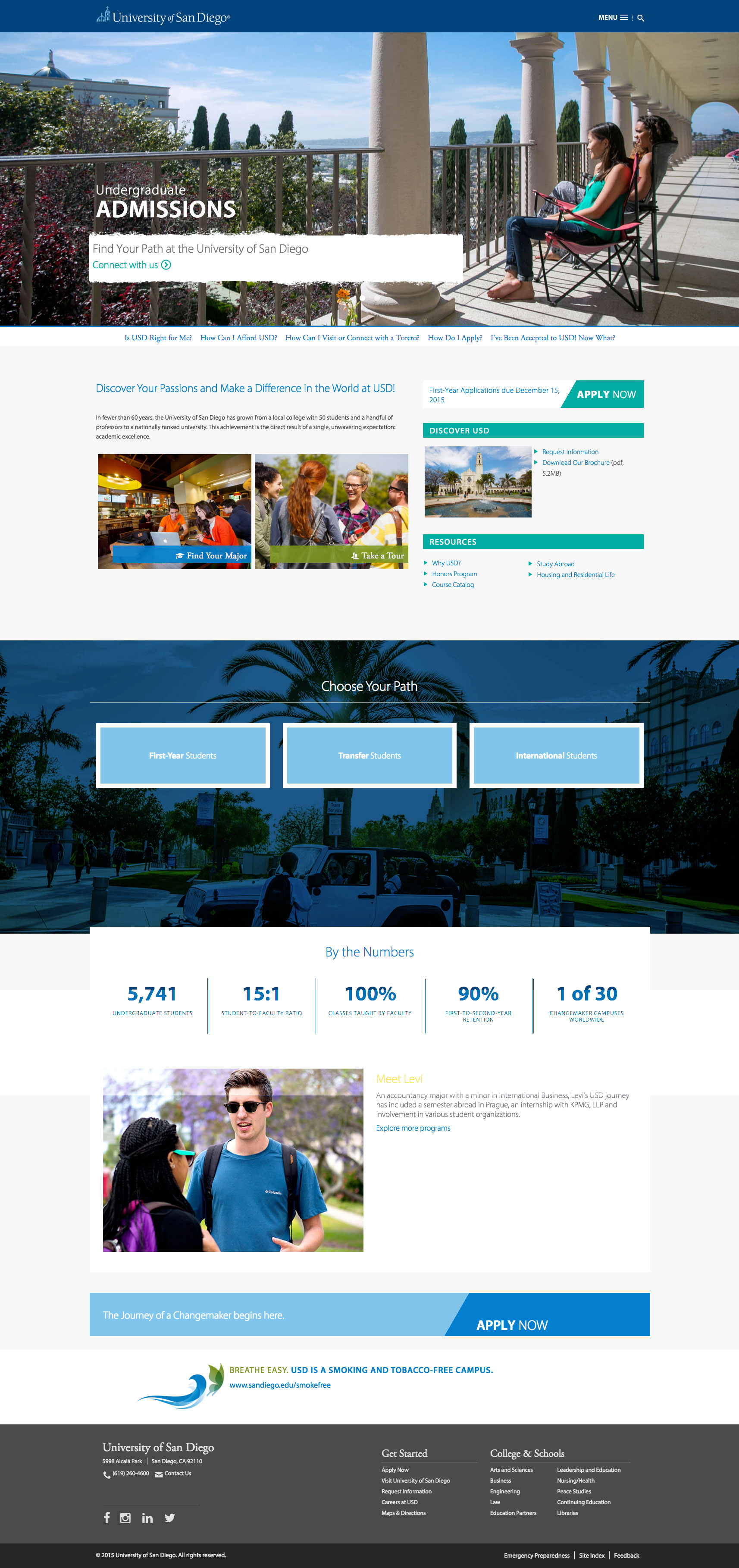 Past Designs - USD Website Redesign - University of San Diego