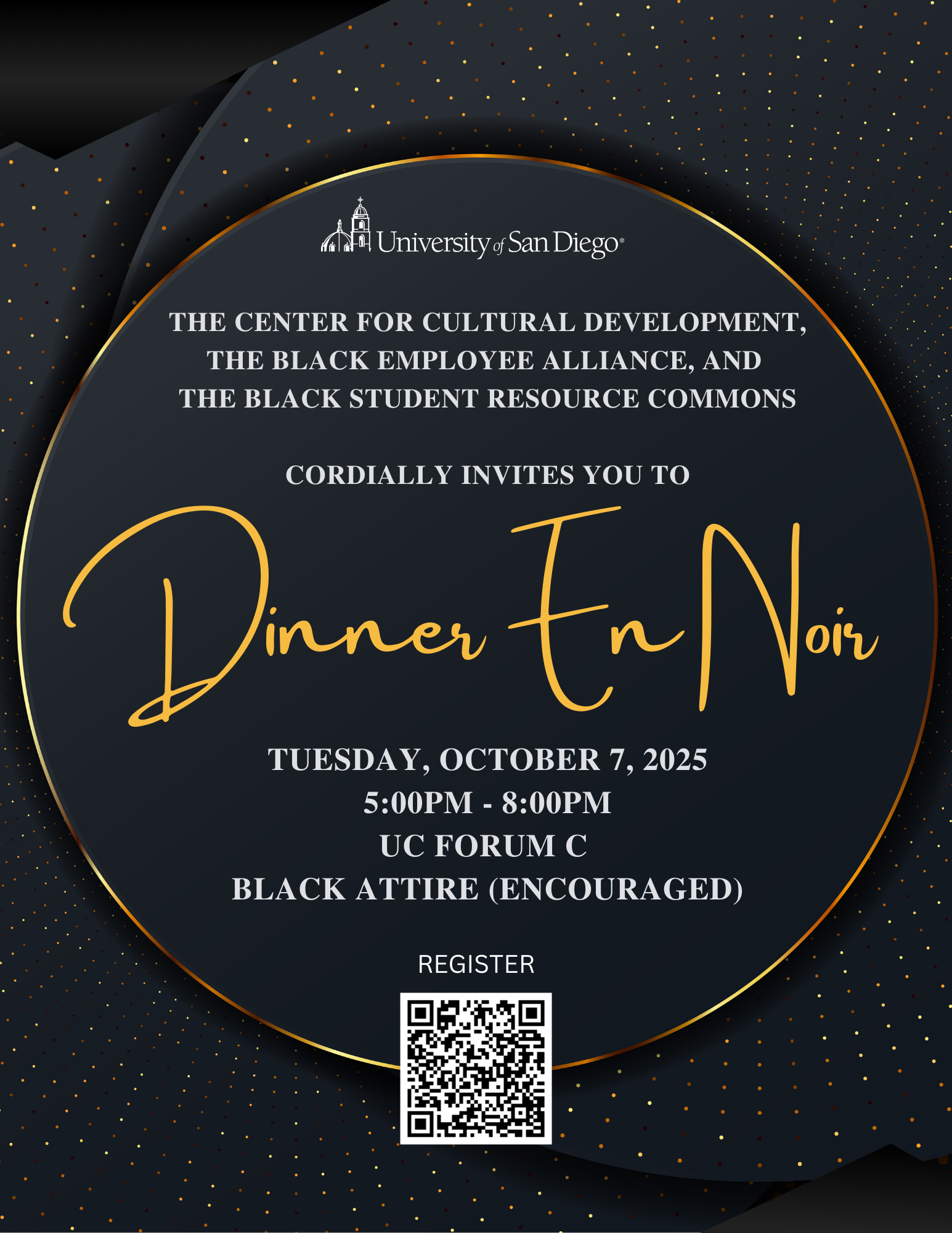 Register Now: Dinner en Noir - University of San Diego