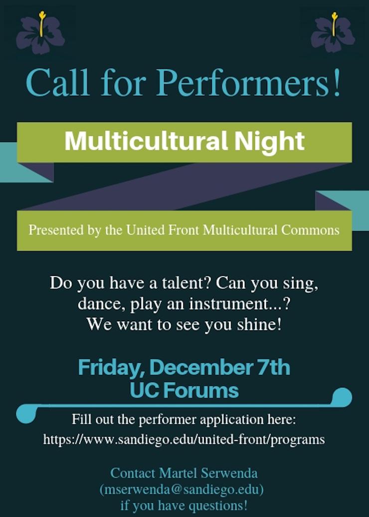Multicultural Night Call to Perform - University of San Diego